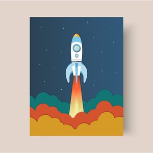 NURSERY ROCKET Rocket Poster Printable Instant Download Outer Space ...