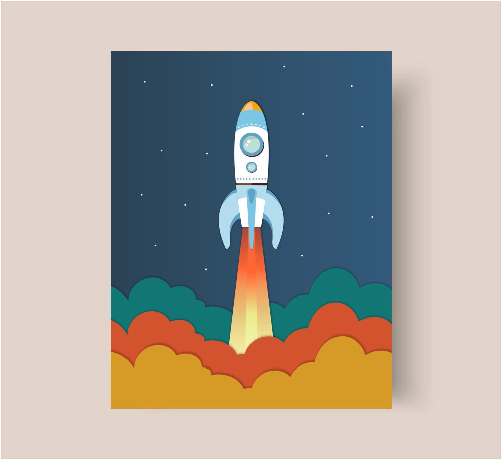 NURSERY ROCKET Rocket Poster Printable Instant Download Outer Space ...