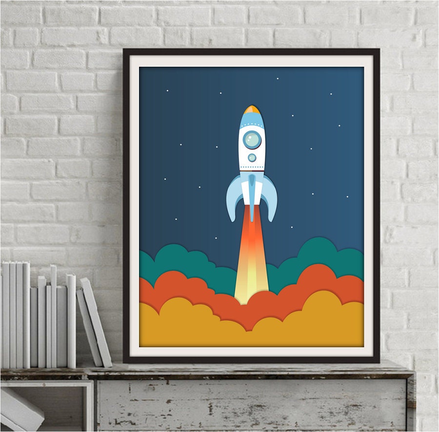 NURSERY ROCKET Rocket Poster Printable Instant Download Outer Space ...