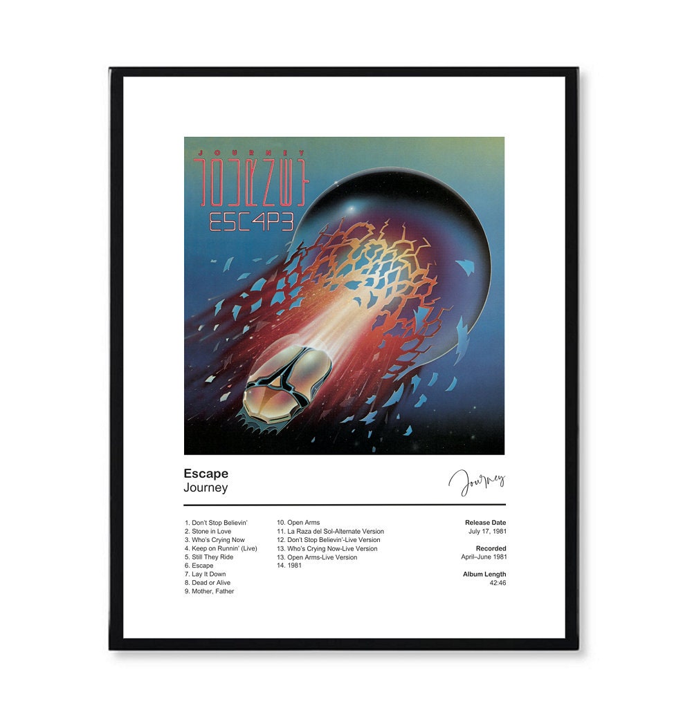 JOURNEY Escape Album , Journey Poster , Journey Wall Art, Journey Print ...