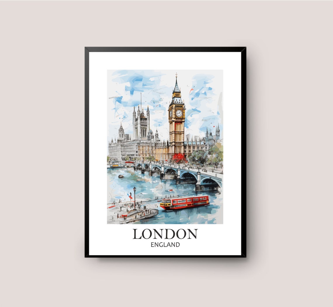 WATERCOLOR LONDON POSTER london Art Print, London Wall Art, England Art ...