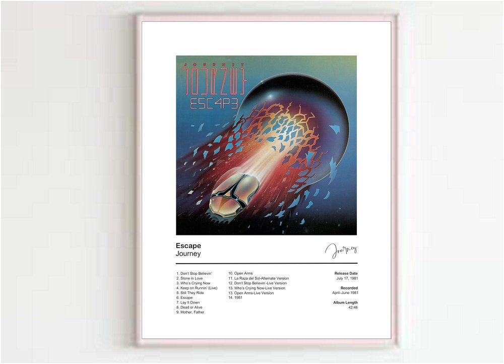 JOURNEY Escape Album , Journey Poster , Journey Wall Art, Journey Print ...