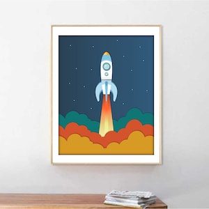 NURSERY ROCKET Rocket Poster Printable Instant Download Outer Space ...
