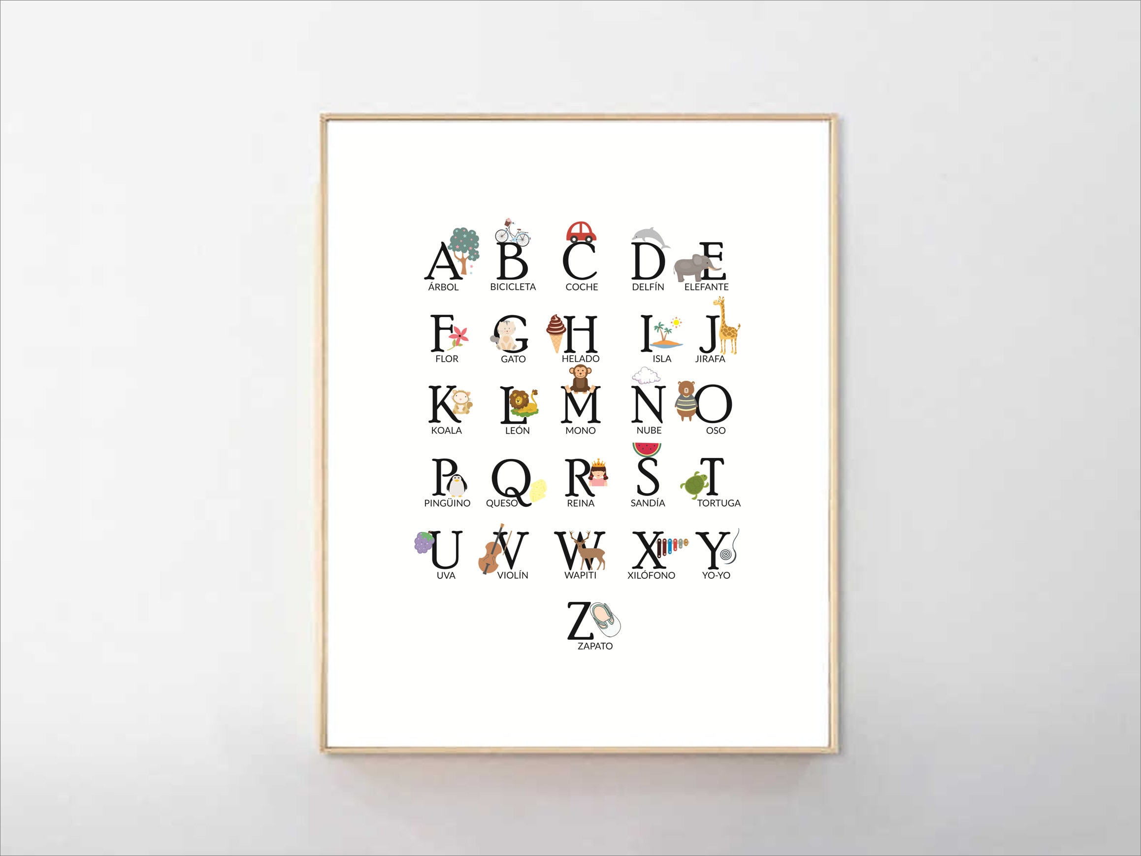 SPANISH ALPHABET Kids Room Printable Poster Nursery Alphabet Spanish ...