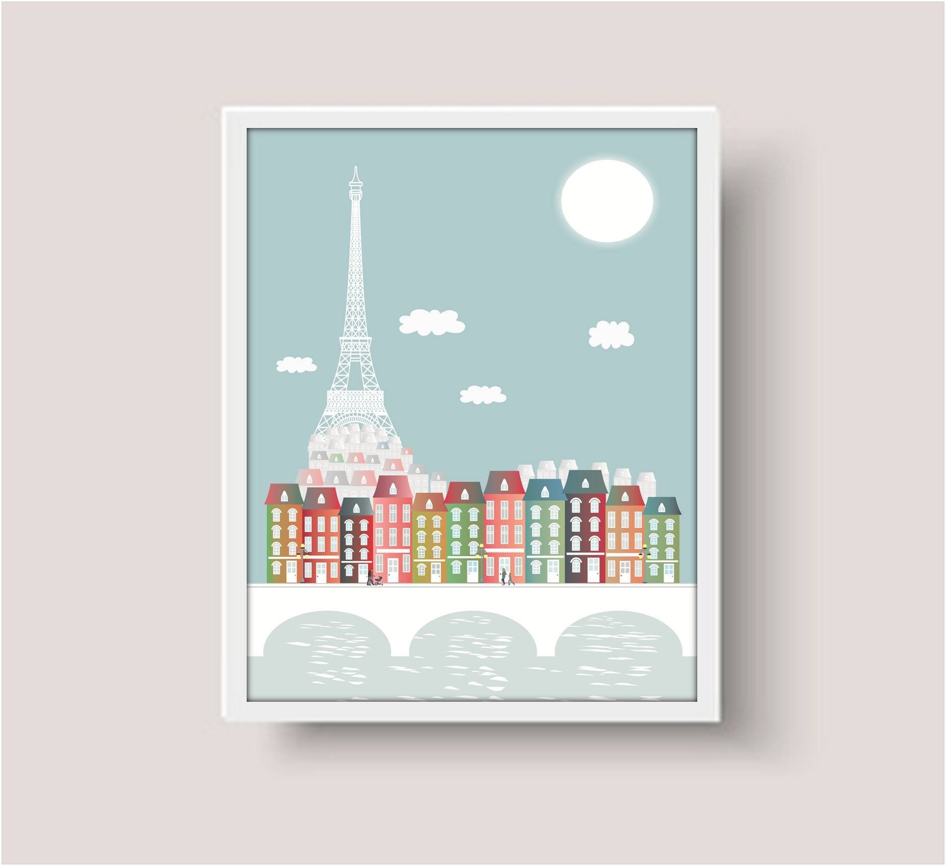 PARIS CITY Printable Poster city Print, Cityscape Paris Wall Art - Etsy