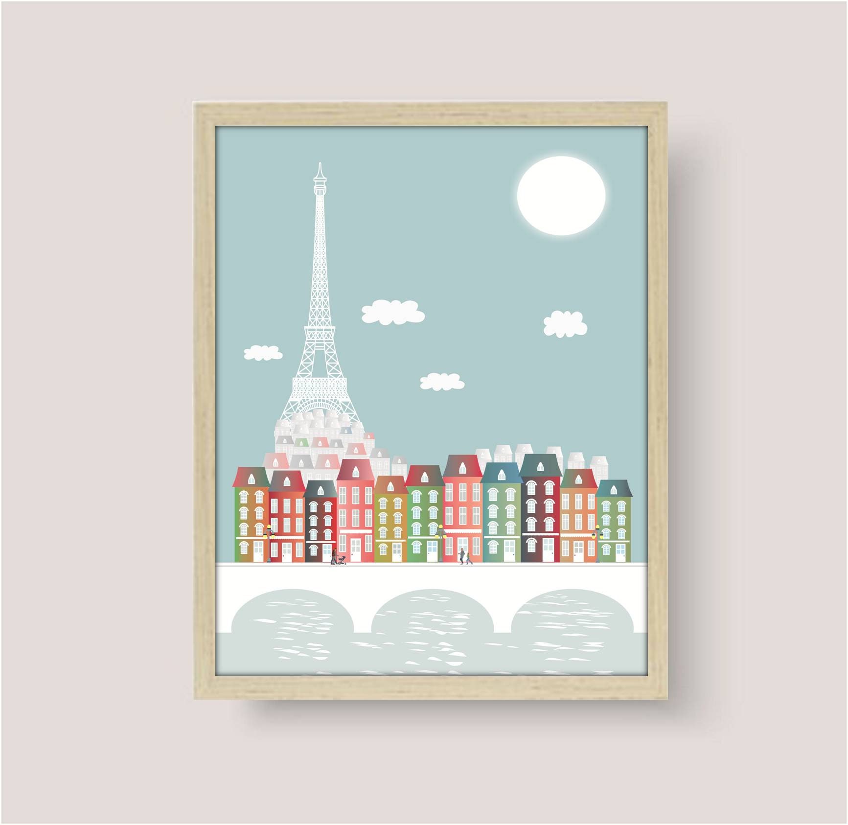 PARIS CITY Printable Poster city Print, Cityscape Paris Wall Art - Etsy