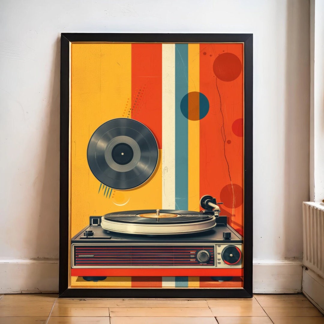 Retro Vibes Vinyl Player Original Mid-century Modern Minimalist Wall ...