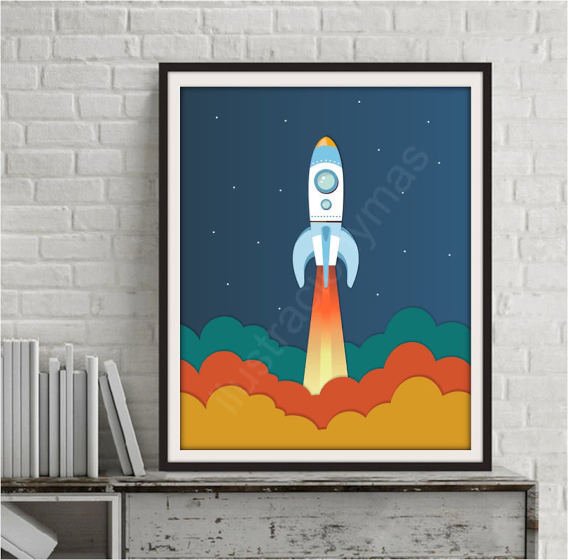 NURSERY ROCKET Rocket Poster Printable Instant Download Outer Space ...