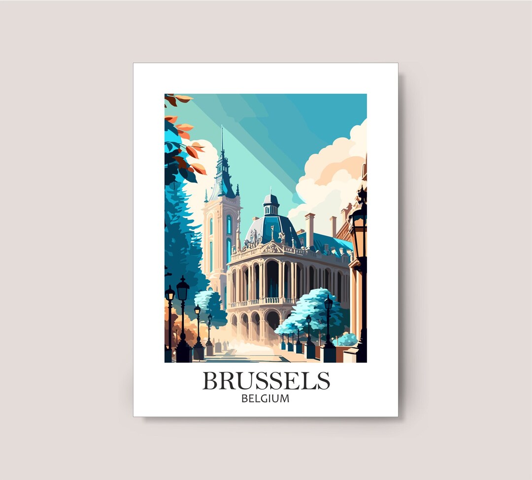 BRUSSELS PRINTABLE POSTER Brussels Belgium Illustration Various Sizes ...