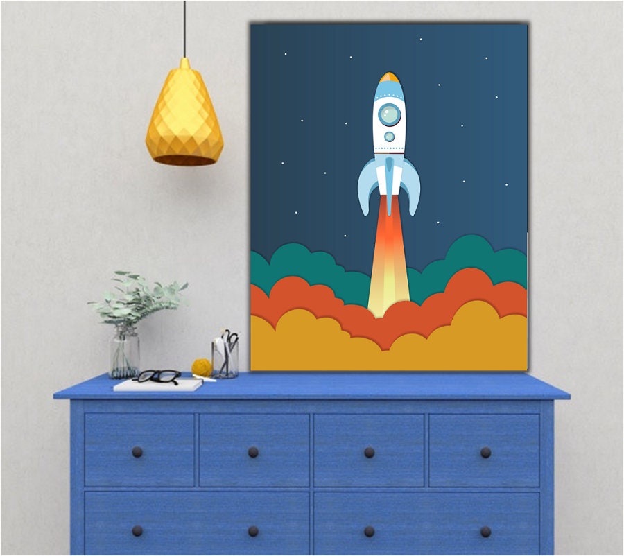 NURSERY ROCKET Rocket Poster Printable Instant Download Outer Space ...
