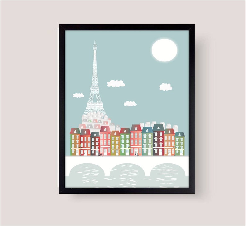 PARIS CITY Printable Poster city Print, Cityscape Paris Wall Art - Etsy