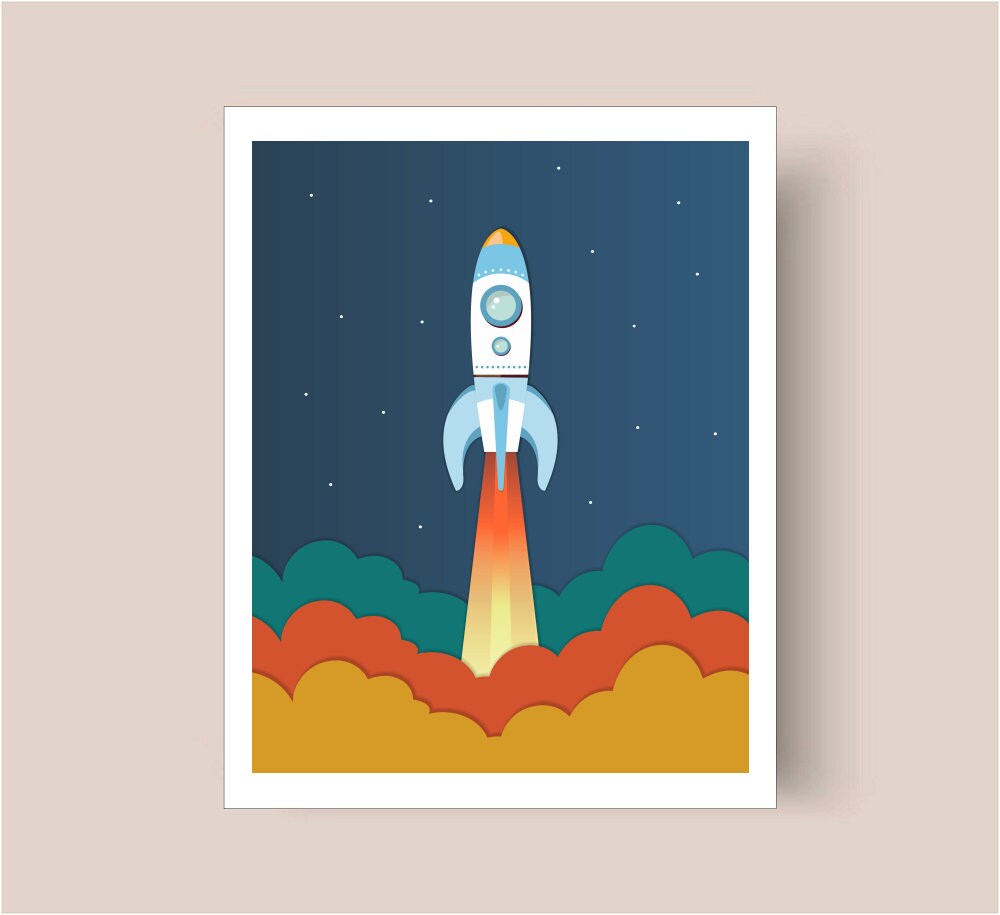 NURSERY ROCKET Rocket Poster Printable Instant Download Outer Space ...