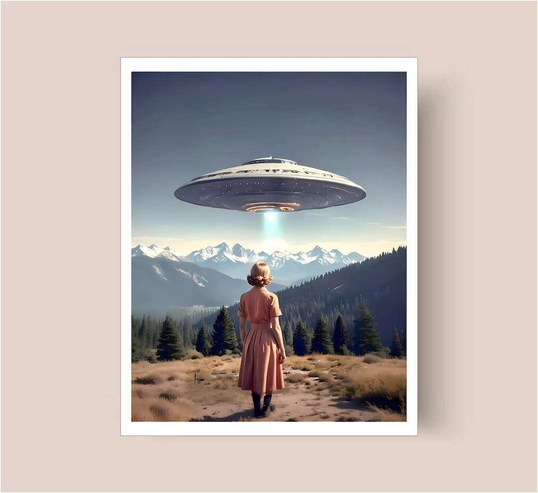 Printable Collage Illustration, Printable UFO Poster, Science Fiction ...