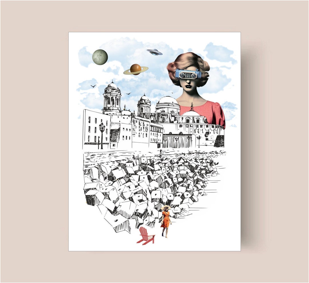 CADIZ, Printable Collage, Cadiz Poster, Cadiz Illustration, Printable ...