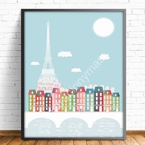 PARIS CITY Printable Poster city Print, Cityscape Paris Wall Art - Etsy