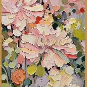 Large Thick Floral Oil Paintings, Hand-painted Peony Flower Canvas Room ...