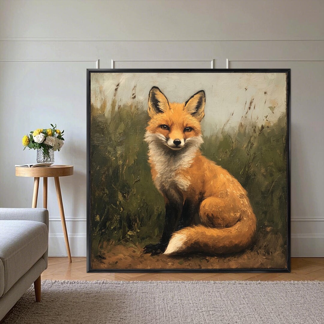 Fox Oil Painting Original on Canvas, Wire Fox Animal Painting,cute Fox ...