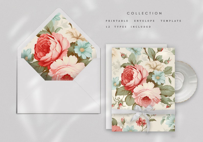 Vintage Flowers Envelope Liner Template, Envelope Liner, Printable ...
