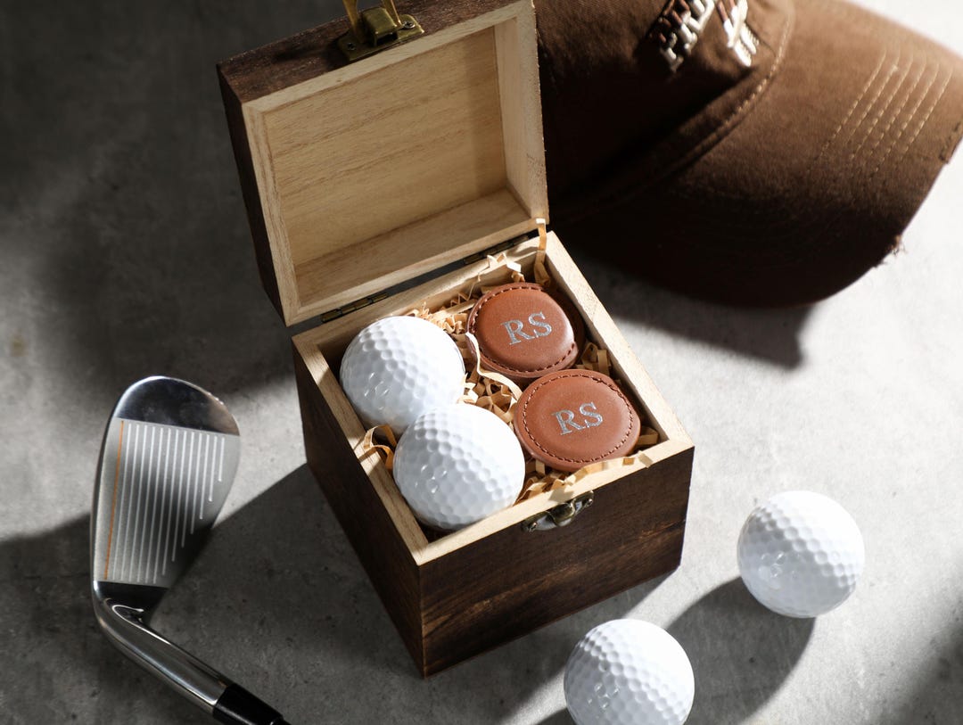 Custom Golf Gift Set With Wood Box, Personalized Golf Marker Set ...