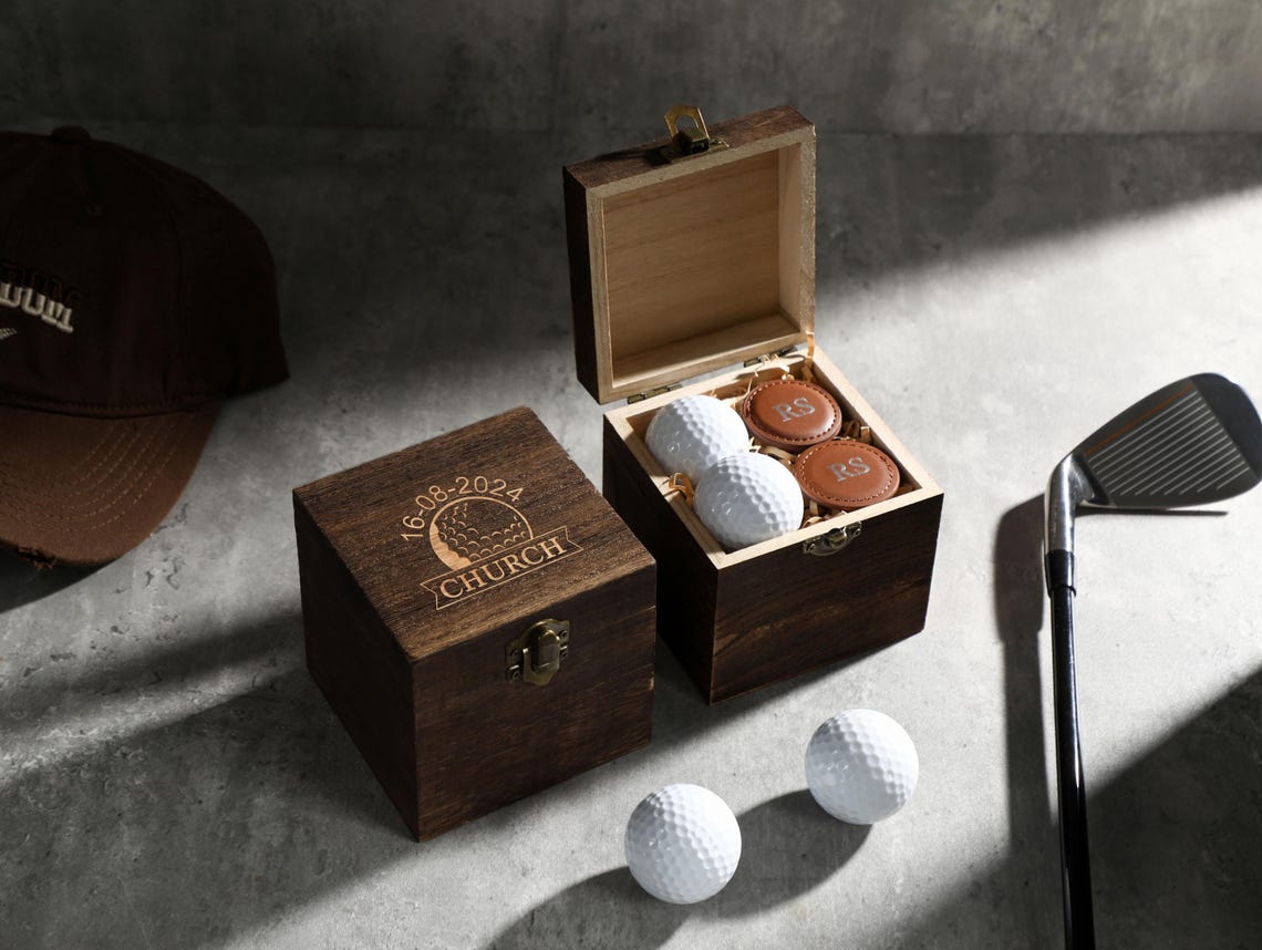 Custom Golf Gift Set With Wood Box, Personalized Golf Marker Set ...