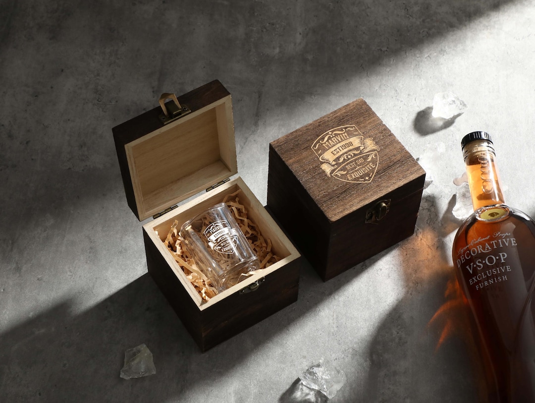 Custom Small Whiskey Glass Set, Whiskey Glass With Wood Box, Whiskey ...