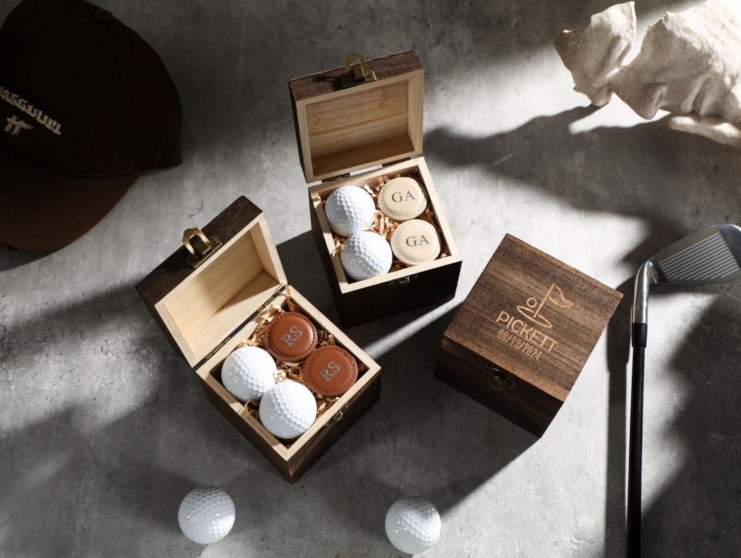 Custom Golf Gift Set With Wood Box, Personalized Golf Marker Set ...