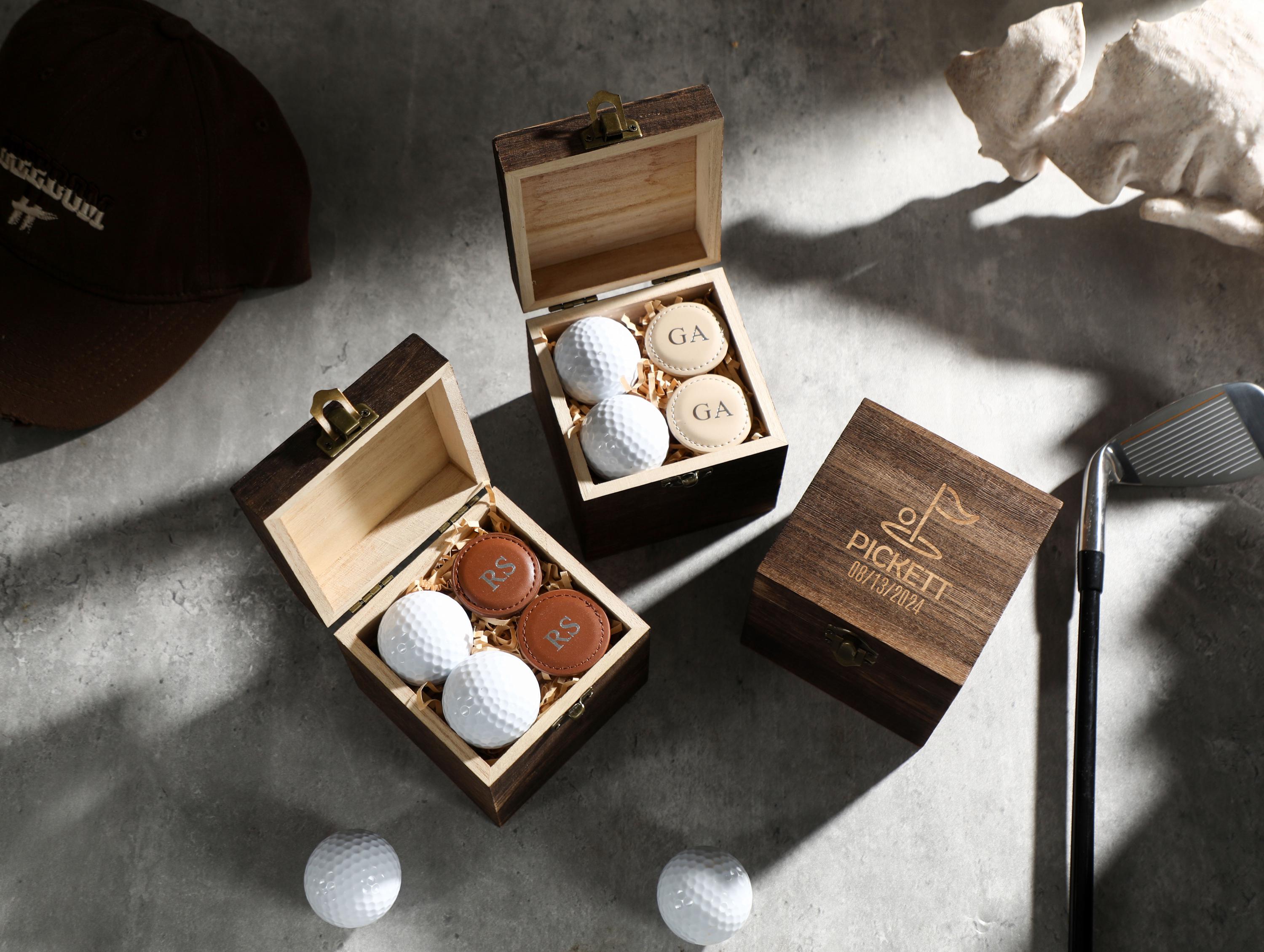Custom Golf Gift Set With Wood Box, Personalized Golf Marker Set ...