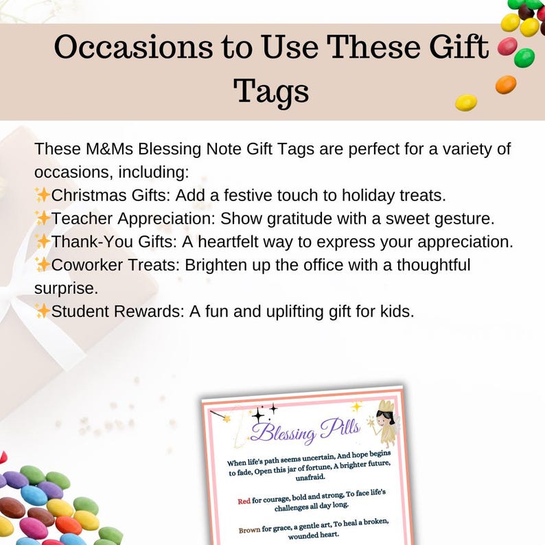Gift Tags, M&ms Blessing Pills, Printables Tags, Gifts Treats Teacher ...