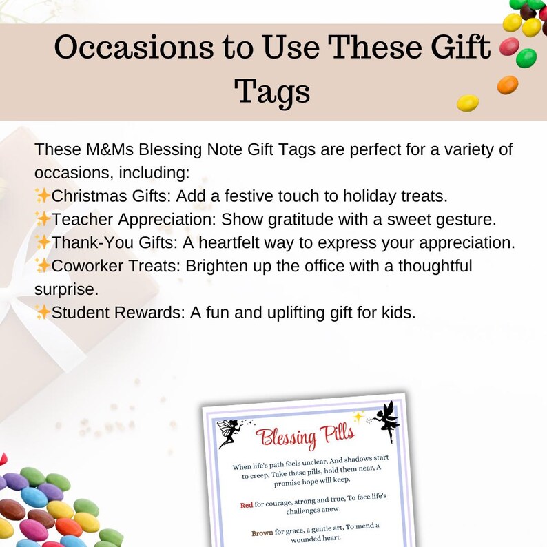 Gift Tags, M&ms Blessing Pills, Printables Tags, Gifts Treats Teacher ...
