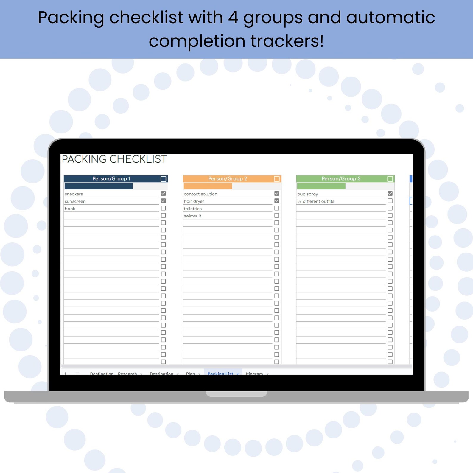 Travel Planner Spreadsheet: Vacation Budget & Itinerary (google Sheets ...