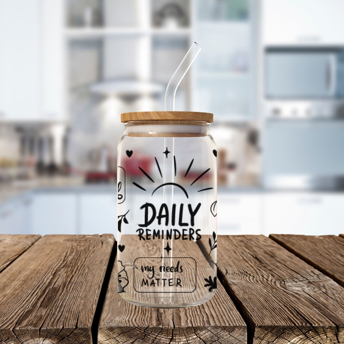 Daily Motivation Glass Tumbler With Straw and Lid, Cute Cup Beer Can ...