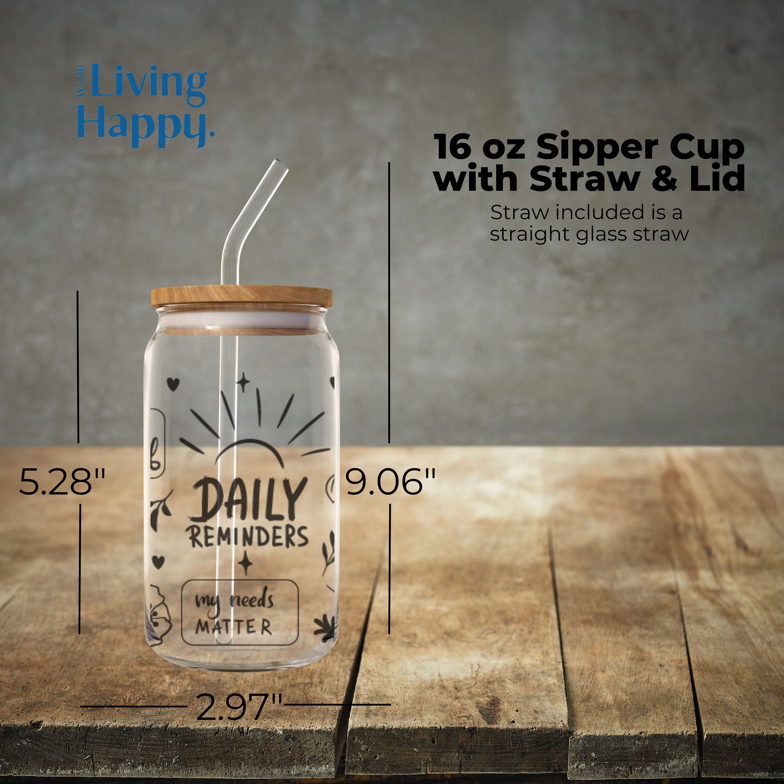 Daily Motivation Glass Tumbler With Straw and Lid, Cute Cup Beer Can ...
