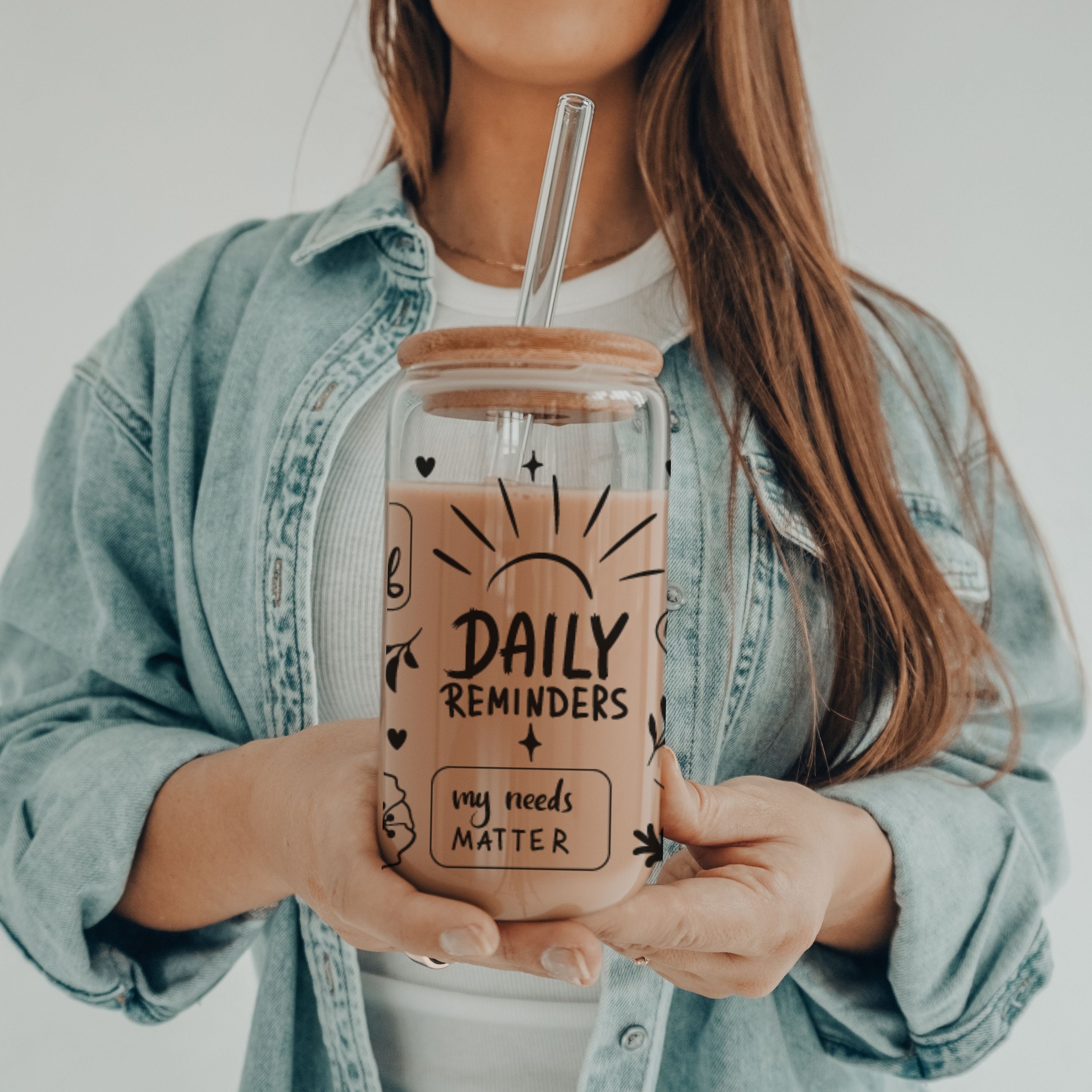 Daily Motivation Glass Tumbler With Straw and Lid, Cute Cup Beer Can ...