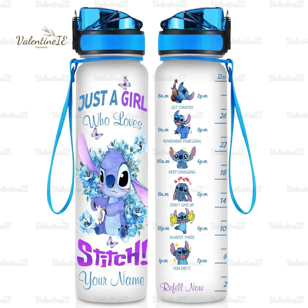 Custom Stitch Bottle, Lilo and Stitch Bottle, Stitch Motivational Bottle, Water Bottle With Time ...
