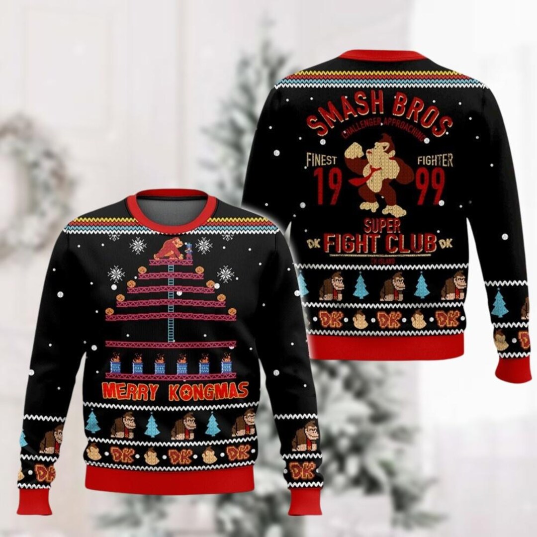 Christmas Donkey Kong Ugly Sweater, 80S Arcade Game Xmas Sweater, Mario ...