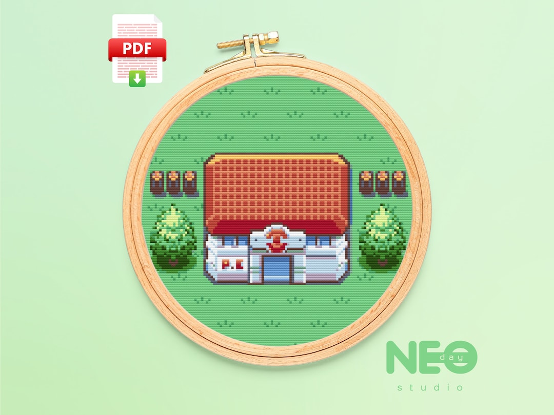 Poke Center Cross Stitch Pattern PDF Downloadable Video Game Gaming ...