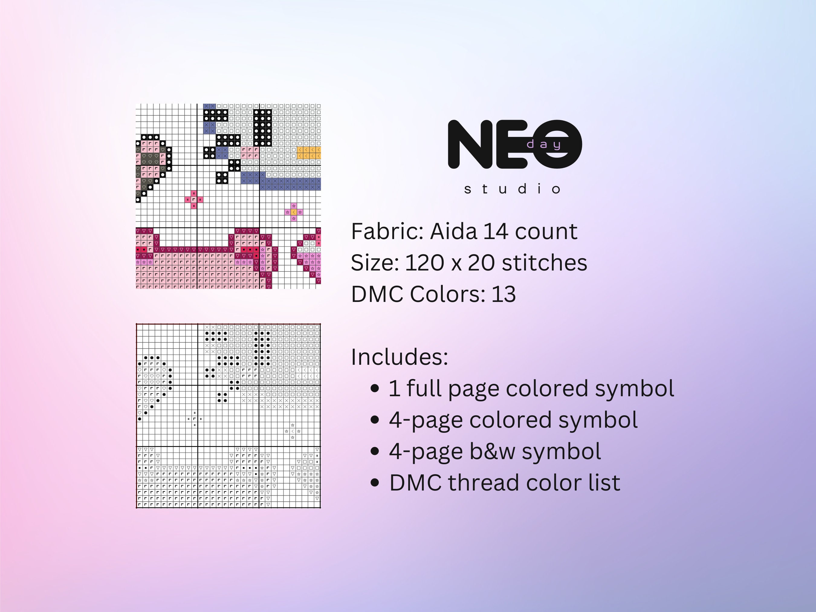 Y2K Pastel Goth Cross Stitch Pattern Keeper PDF Downloadable Scenecore ...