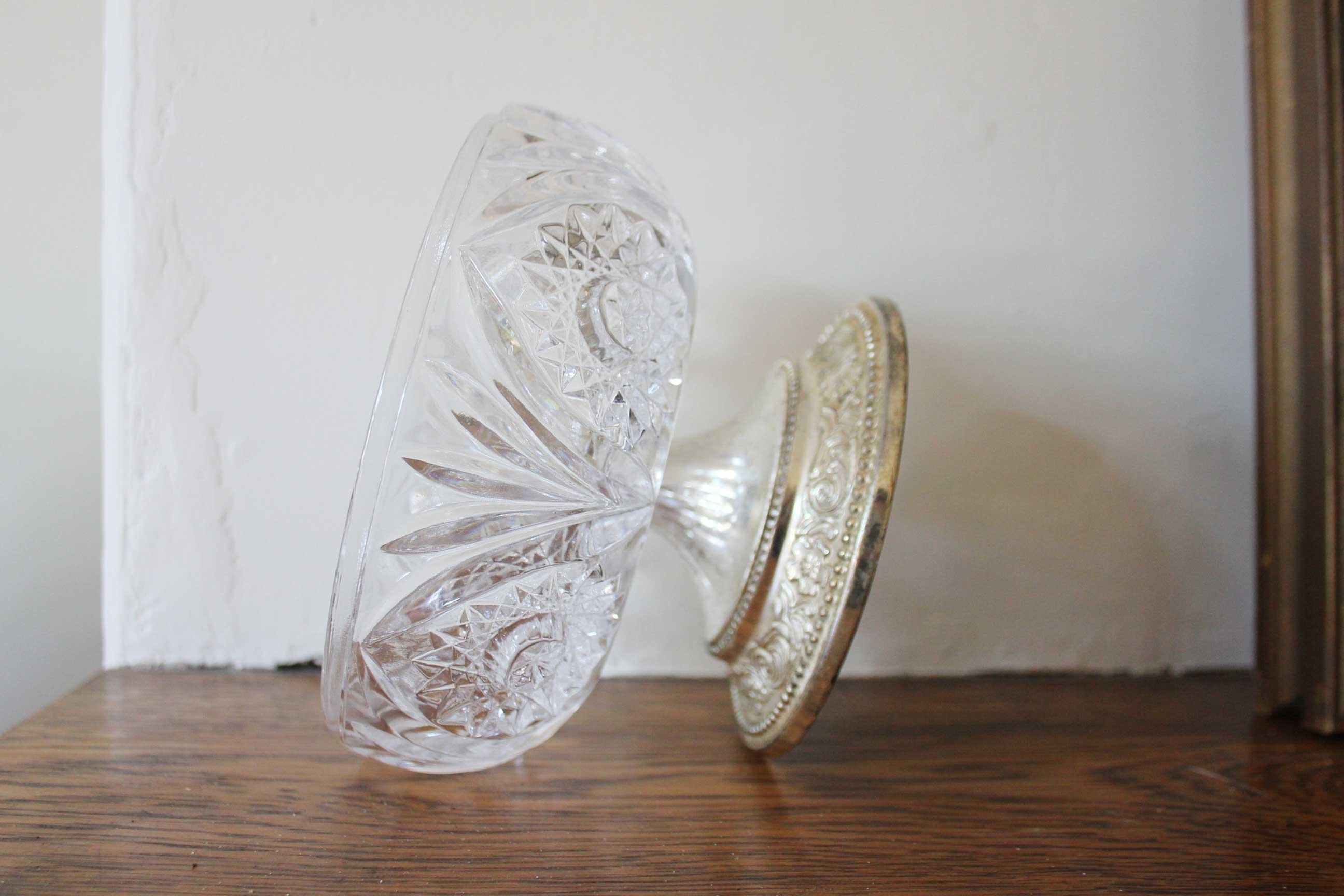 Vintage Mayell Queen Anne Ep on Zinc Footed Crystal Cut Glass Bowl Made ...