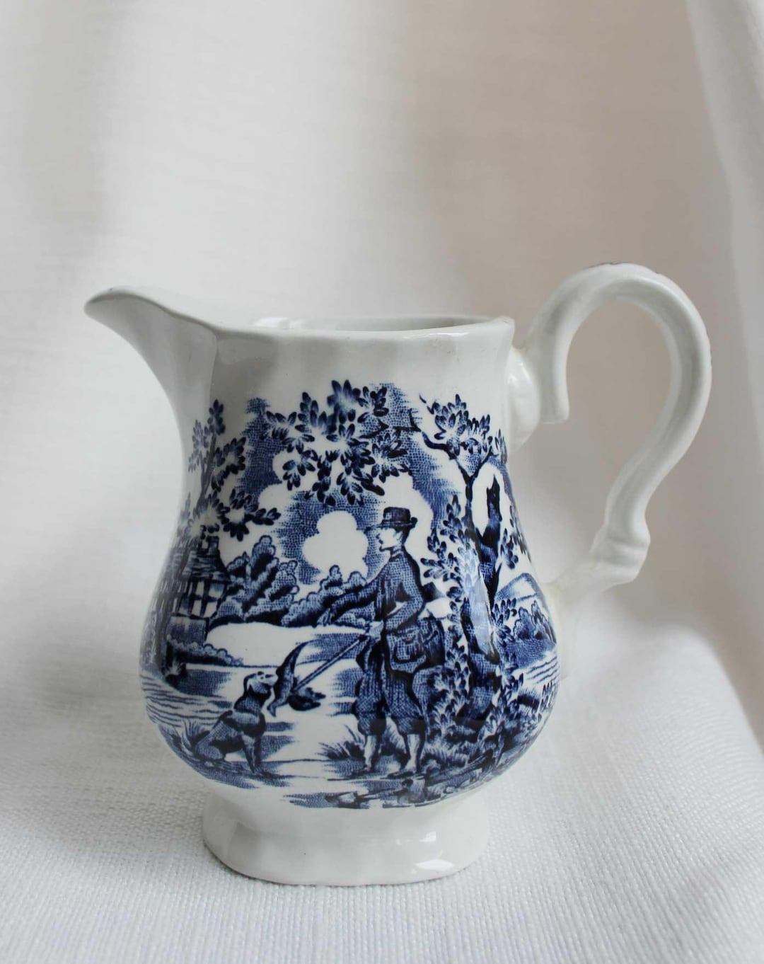Myott "the Hunter" Creamer Jug: Vintage English Blue & White Pottery - Etsy