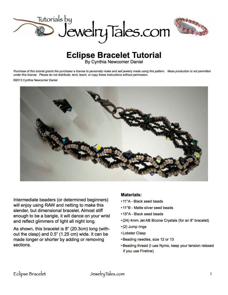 Beaded Bracelet Tutorial Eclipse Digital Download - Etsy