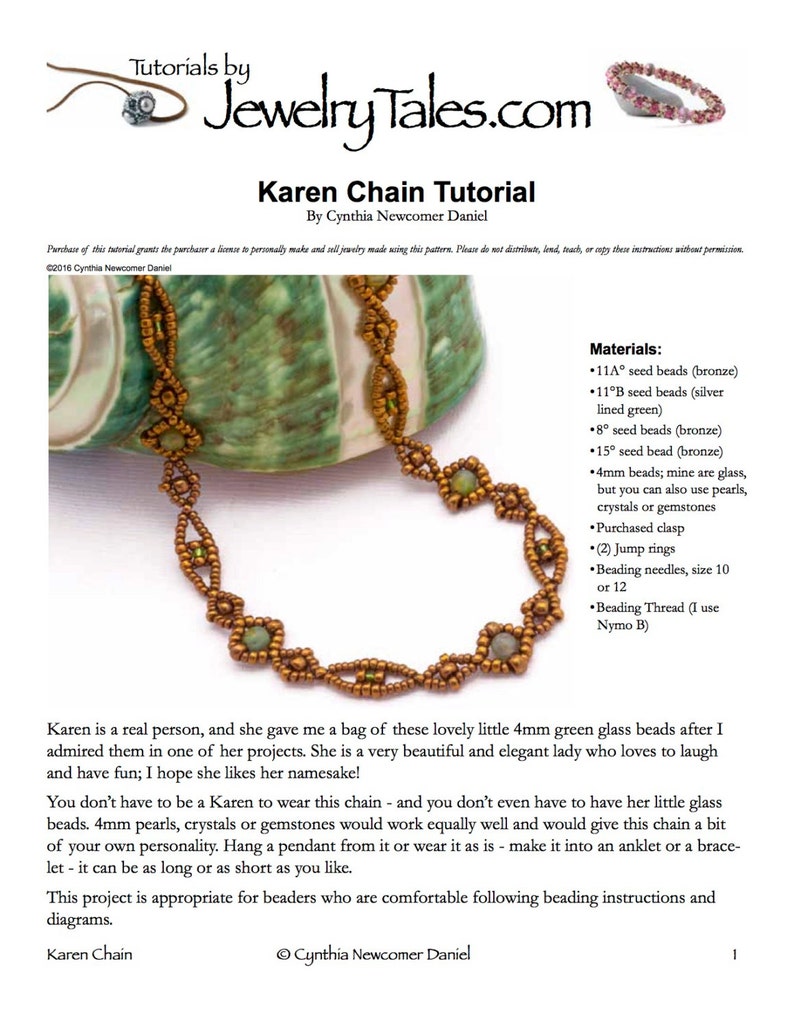 Seed Bead Tutorial Karen Necklace, Bracelet, or Anklet Chain - Etsy