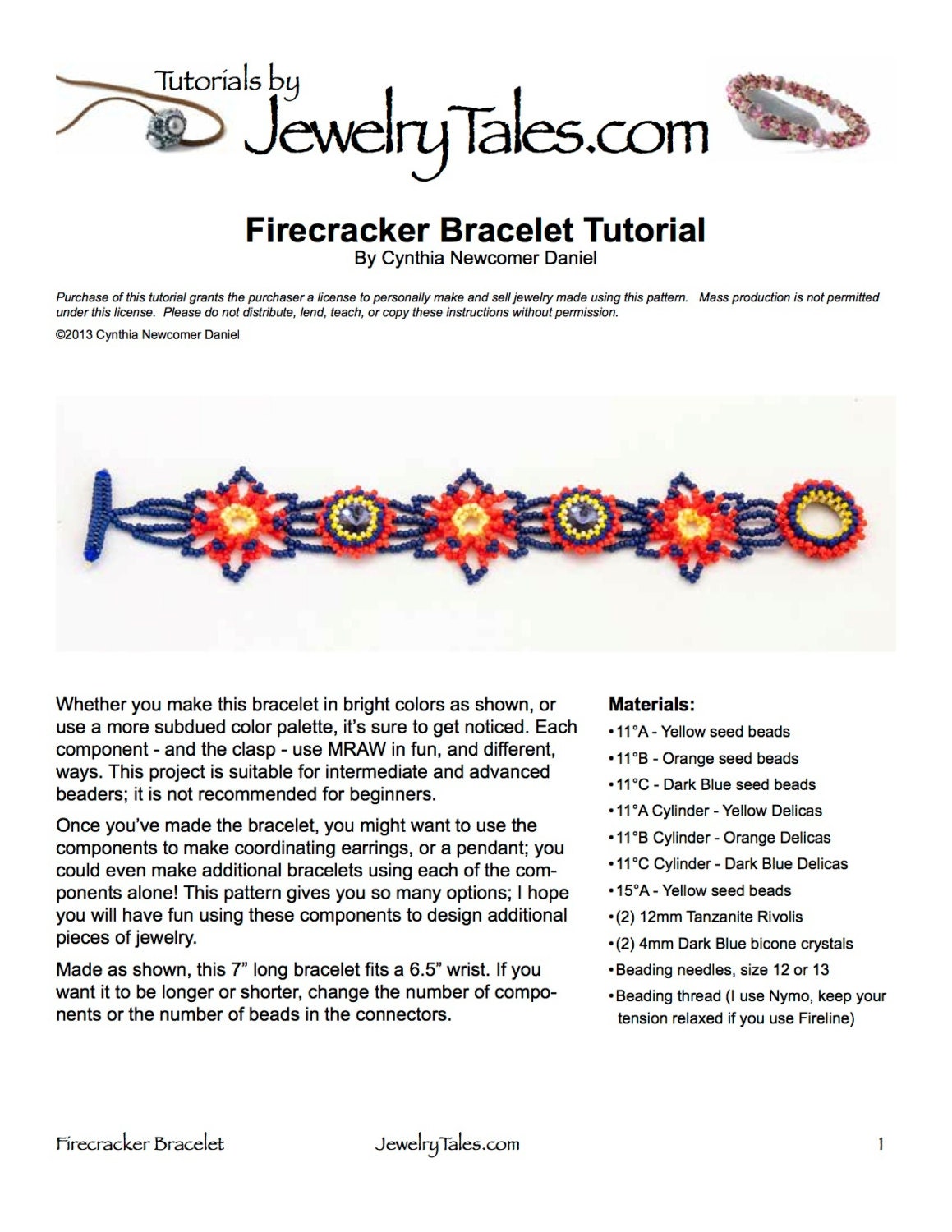 Beadweaving Pattern Firecracker Bracelet Tutorial Digital Download - Etsy