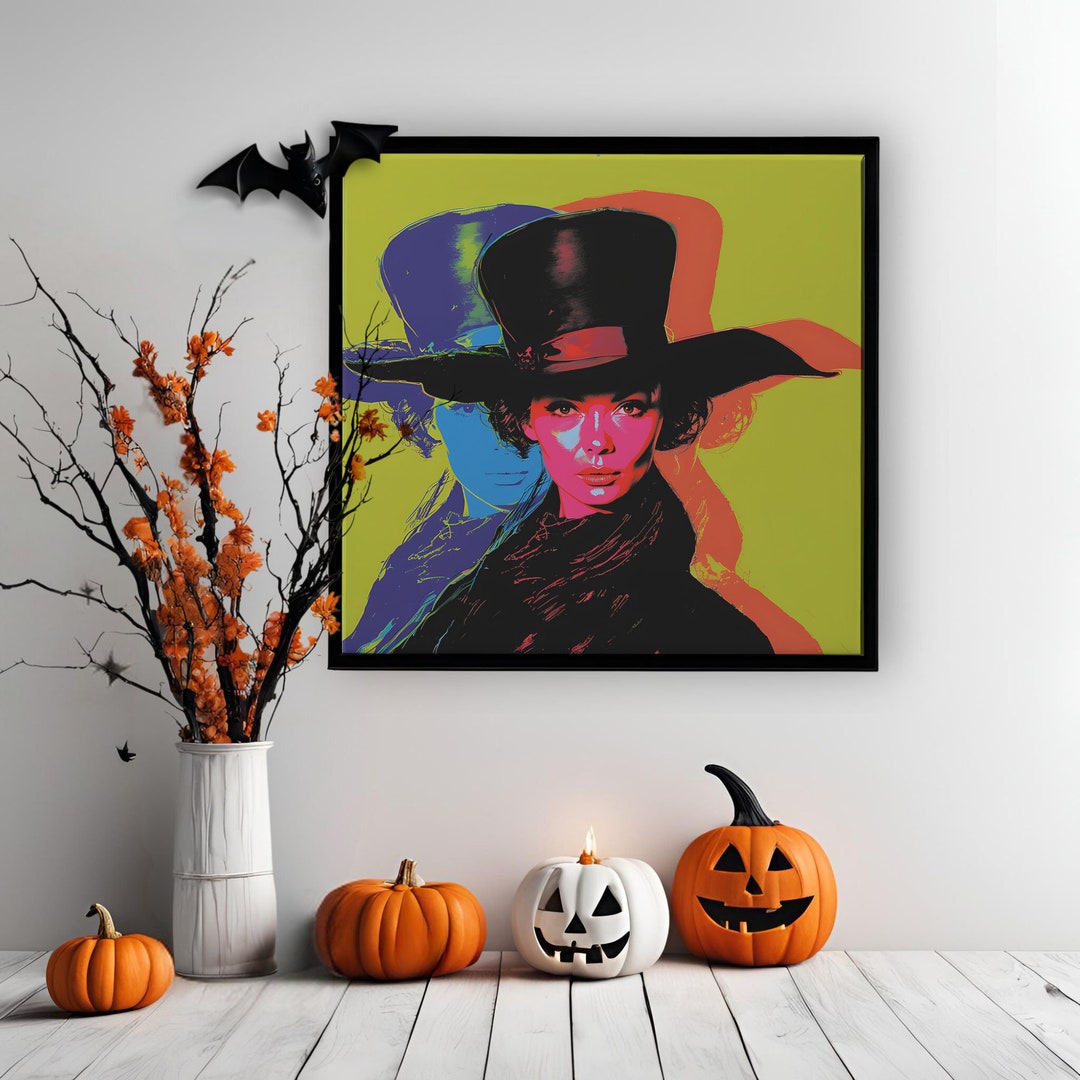 Witch Art Spooky Halloween Themed Canvas Art Andy Warhol Style Inspired ...