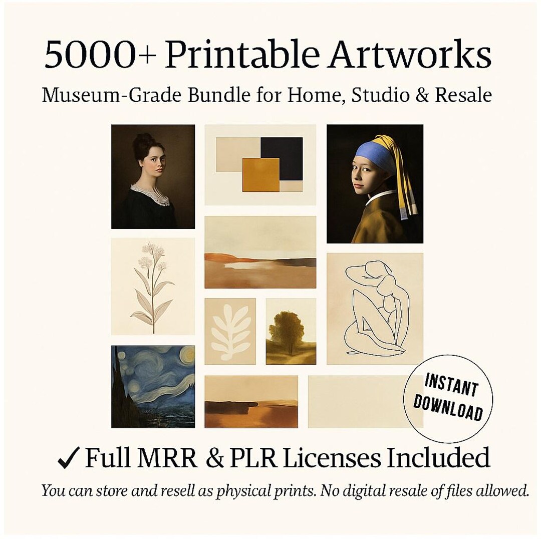 Wall Art PLR Bundle - 5000 Plus AI Posters - Commercial Use - Instant ...