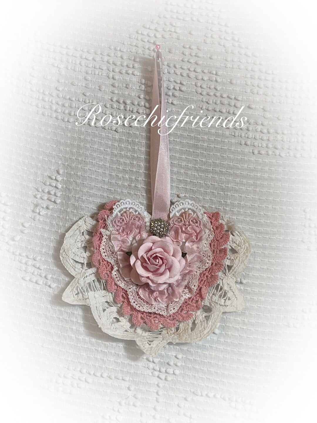4 Shabby Scrappy HEART Ornament Lace Trims Chic Decoration - Etsy