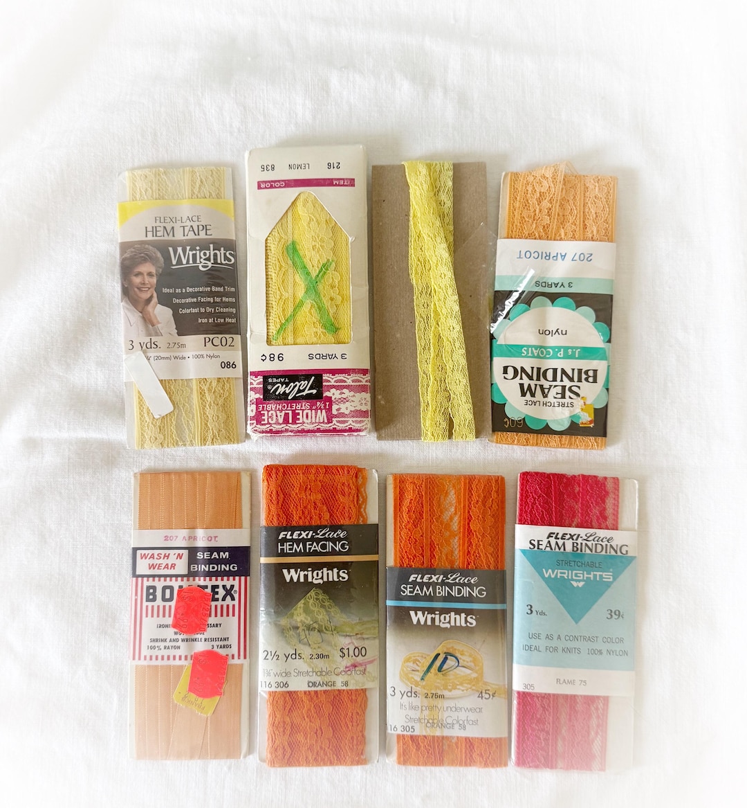 Vintage Yellow & Orange Seam Binding Lace Trims - 8 Packs - Etsy