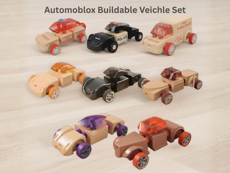 Automoblox Minis Car STEM Toy Set: Educational Wooden Building Blocks ...