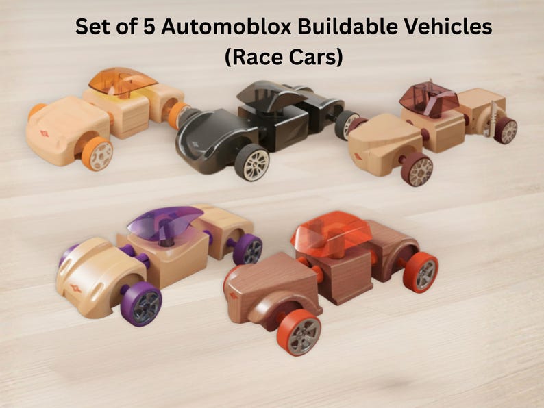 Automoblox Minis Car STEM Toy Set: Educational Wooden Building Blocks ...