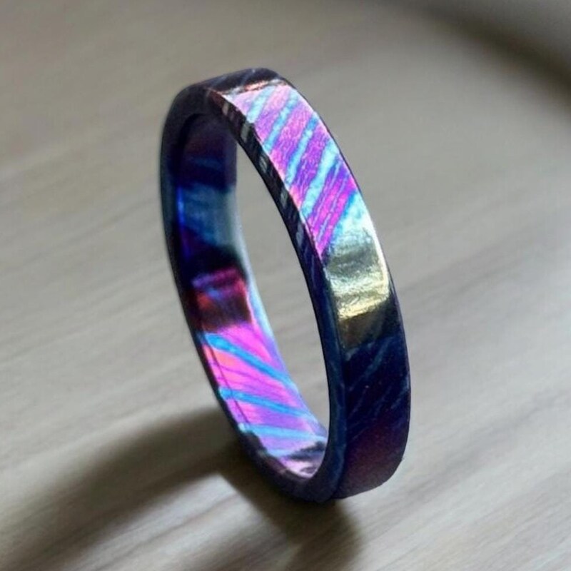 Titanium Damascus Ring - Etsy