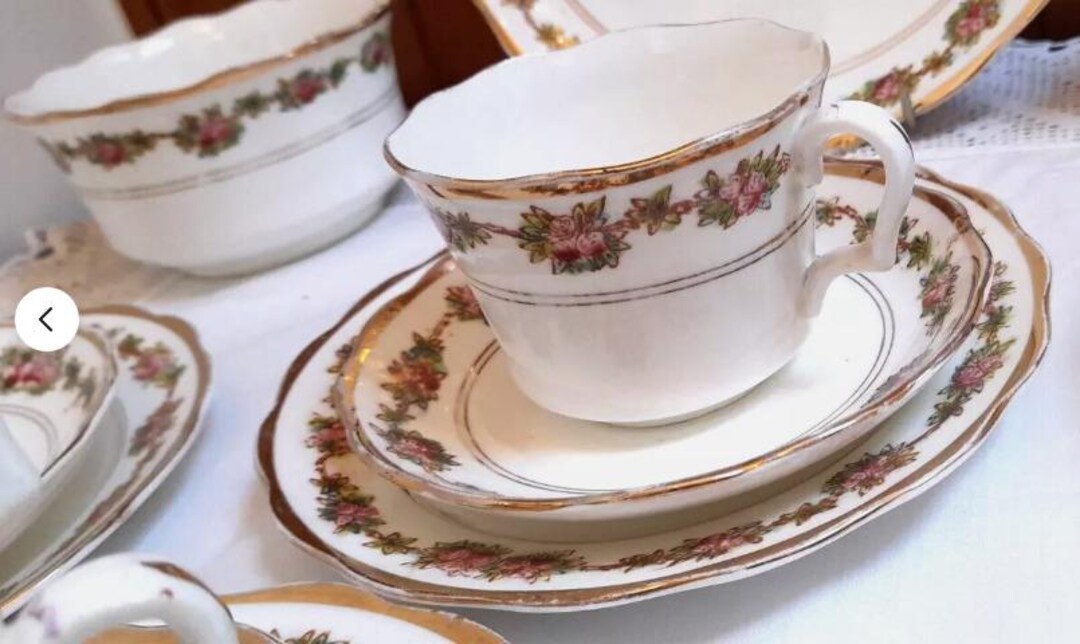 Antique Edwardian China Tea Coffee Set 21 Pieces Triple Rose GP ...